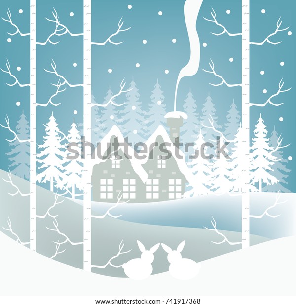 Winter Theme Background Series Cutout Paper Stock Vector (Royalty Free ...