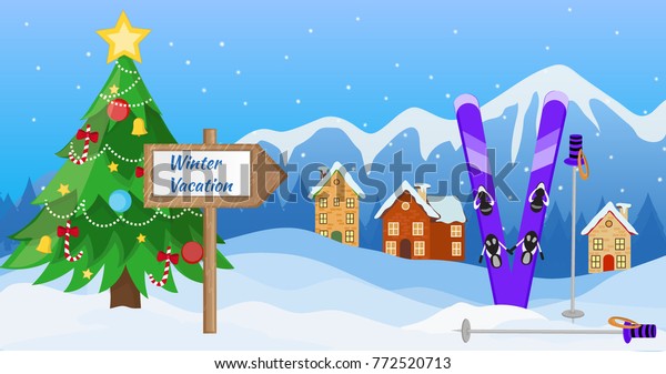 Winter Vacation Winter Season Winter Landscape Stock Vector (Royalty ...