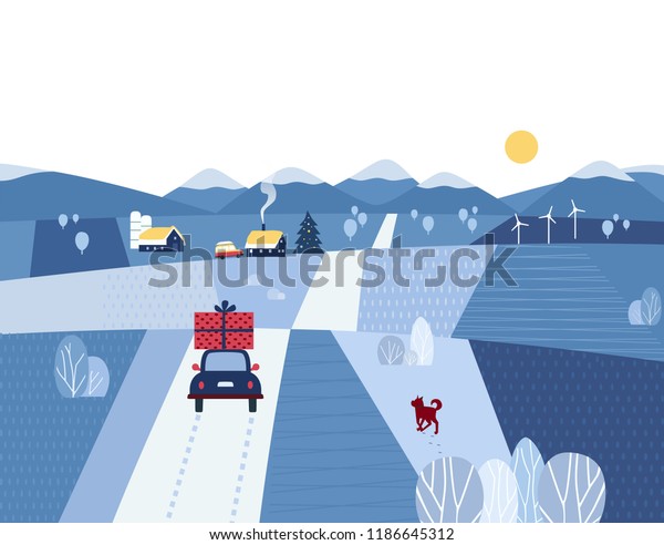 Winter Valley Landscape Comic Outdoor Cartoon Stock Vector (Royalty ...