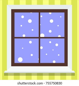 Wnter Snowfall Simple Noon Window Stock Vector (Royalty Free) 1241730988