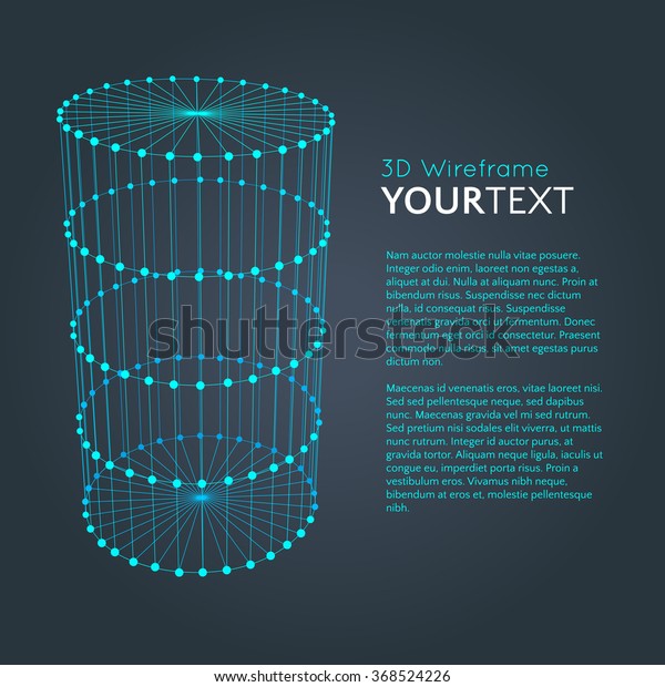 Wire Frame Cylinder Connected Dots Lines Stock Vector (Royalty Free ...