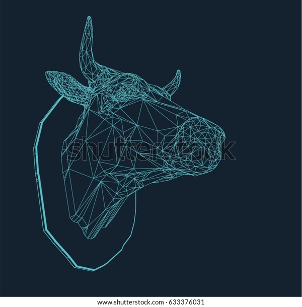 Wire Frame Illustration Isolated Bull Head Stock Vector (Royalty Free ...