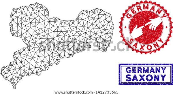 Wire Frame Polygonal Saxony Land Map Stock Vector (Royalty Free ...