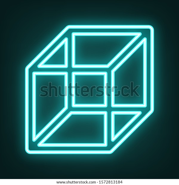 Wired Cube Sign Cyan Neon Icon Stock Vector (Royalty Free) 1572813184 ...