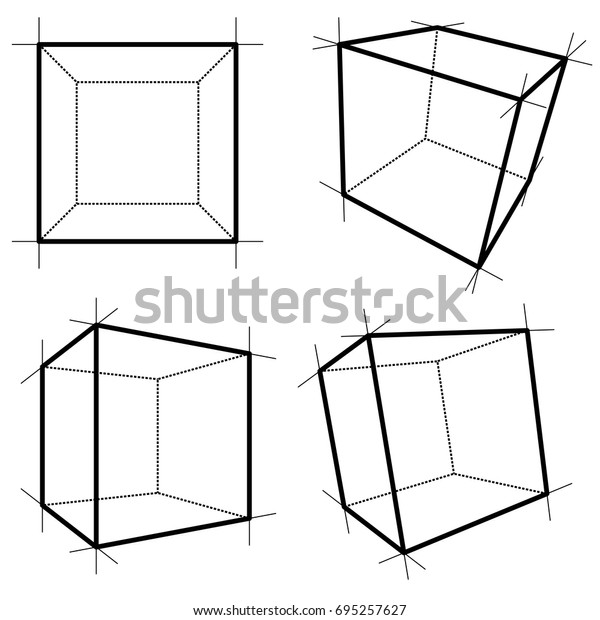 Wireframe Boxes Sketch Style 3d Rendering Stock Vector (Royalty Free ...