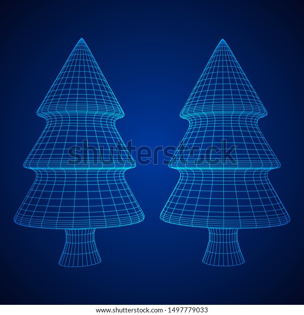 Wireframe Christmas Tree Sign Mesh Wireframe Stock Vector (Royalty Free ...