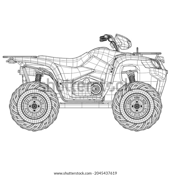 Wireframe Detailed Atv Black Lines Isolated Stock Vector (Royalty Free ...