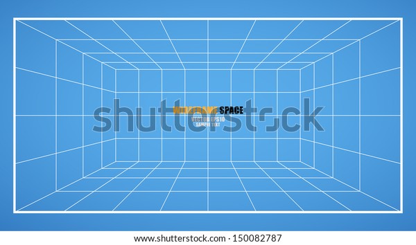Wireframe Grid Space Room 4x8 Unit 스톡 벡터(로열티 프리) 150082787