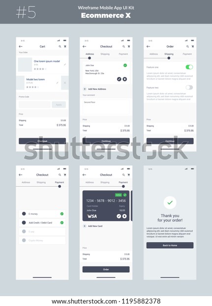 Wireframe Kit Mobile Phone Mobile App Stock Vector (Royalty Free ...