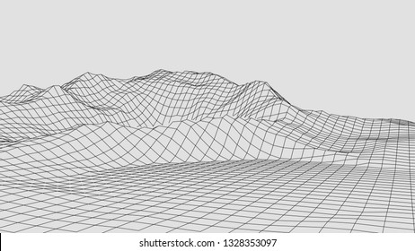 Wireframe Landscape Wire Wireframe Terrain Lines Stock Vector (Royalty ...