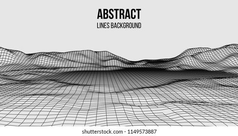 Wireframe Landscape Wire Wireframe Terrain Polygon Stock Vector ...