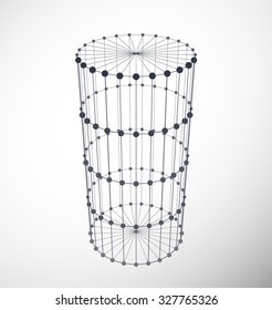 Wireframe Mesh Cylinder Connected Dots Lines Stock Vector (Royalty Free ...