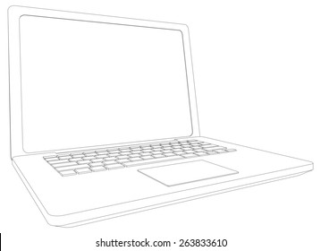 Wireframe Open Laptop Perspective View Vector Stock Vector (Royalty ...