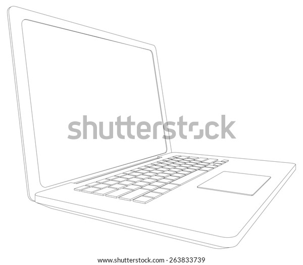 Wireframe Open Laptop Perspective View Vector Stock Vector (Royalty ...