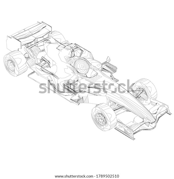 Wireframe Racing Car Black Lines On Stock Vector (Royalty Free ...