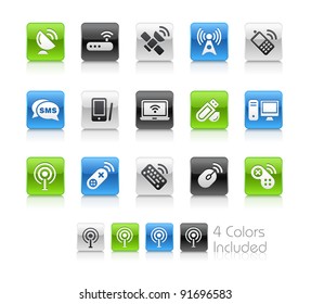 Wireless Communications Buttons File Includes 4: เวกเตอร์สต็อก (ปลอดค่า ...