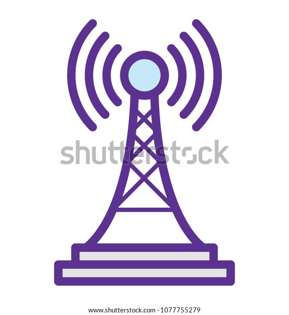 Wireless Tower Internet Signals Stock Vector (Royalty Free) 1077755279 ...