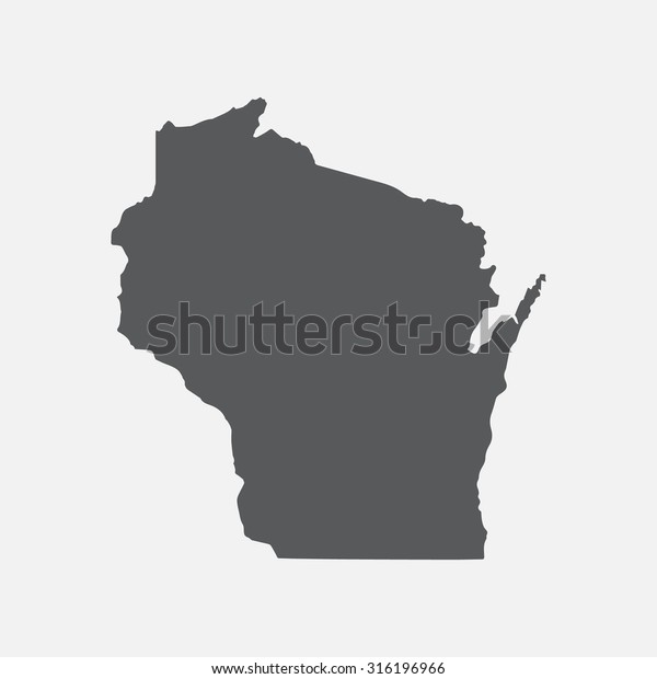 Wisconsin Grey State Border Map Stock Vector (Royalty Free) 316196966