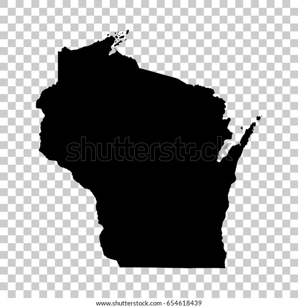 Wisconsin map isolated on transparent background. Black map for your ...