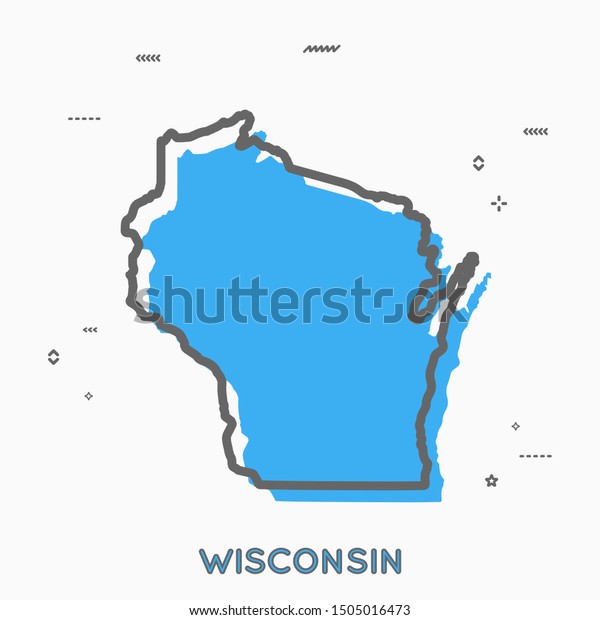 Wisconsin Map Thin Line Style Wisconsin Stock Vector (Royalty Free ...