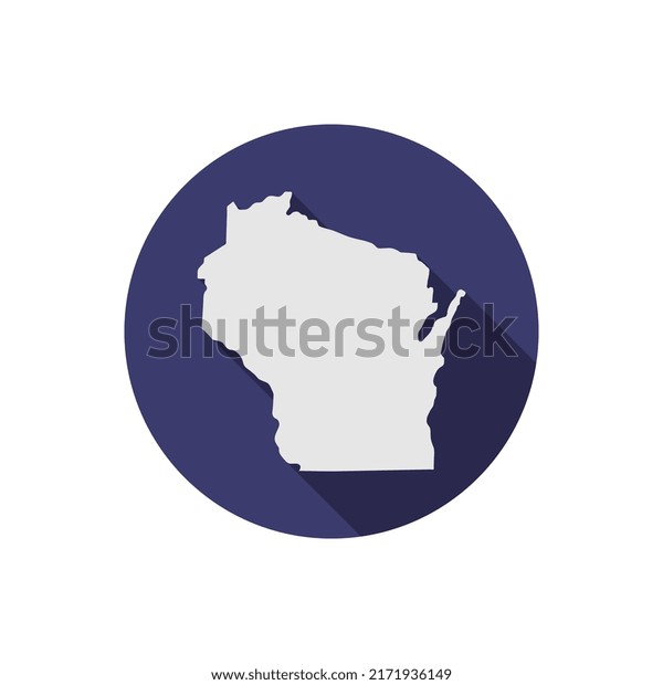 Wisconsin State Map Circle Long Shadow Stock Vector (Royalty Free ...