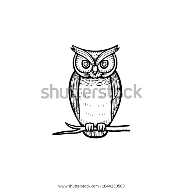 Wisdom Owl Hand Drawn Outline Doodle Stock Vector (Royalty Free) 1044230503
