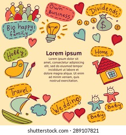 Set Goals Wishes Dreams Life Icons Stock Vector (Royalty Free) 286550327