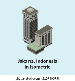 Wisma Mandiri Building Isometric Architectural Jakarta Stock Vector ...