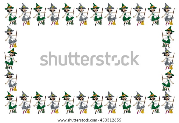 Witch Broom Horizontal Decorative Framevector Clip Stock Vector ...