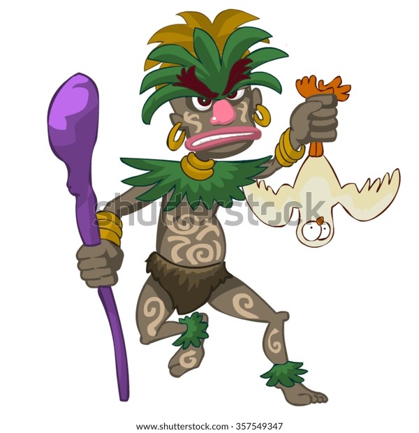 Witch Doctor Cartoon Vector Character Stock Vector (Royalty Free) 357549347