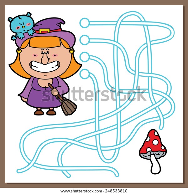 Witch Game Vector Illustration Maze Labyrinth Stock Vector (Royalty ...