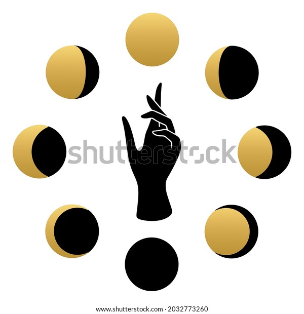 Witch Hand Moon Phases Wicca Alchemy Stock Vector (Royalty Free ...