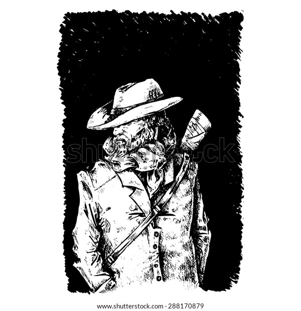 Witch hunter / demons / monsters / vampires. Black and white sketch of ...