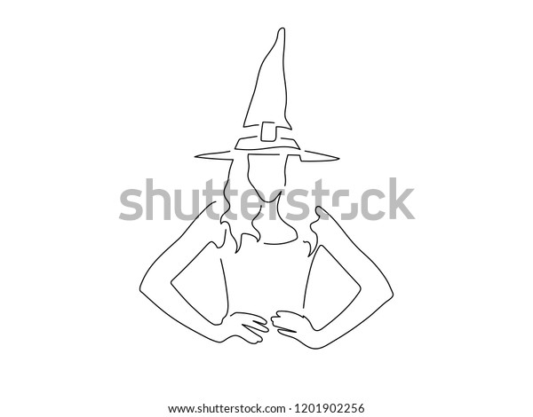 Witch Isolated Line Drawing Vector Illustration Stock Vector (Royalty ...