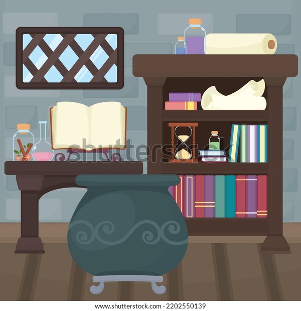 Witch Magic Potion Making Room Stock Vector (Royalty Free) 2202550139 ...