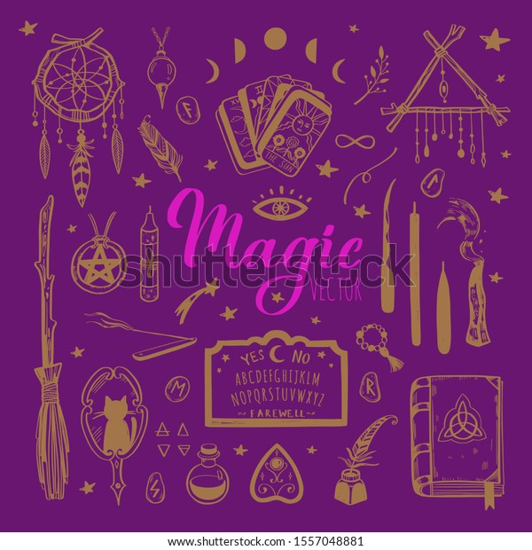 Witchcraft Magic Background Witches Wizards Wicca Stock Vector (Royalty ...