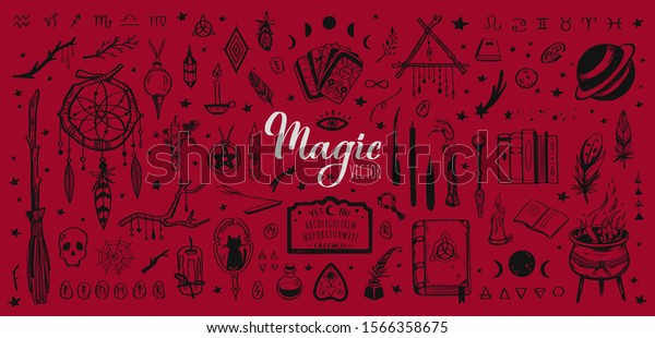 Witchcraft Magic Background Witches Wizards Wicca Stock Vector (Royalty ...