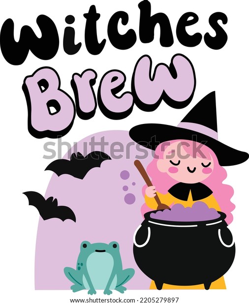 Witches Brew Cute Halloween Vector Illustration: เวกเตอร์สต็อก (ปลอดค่า ...