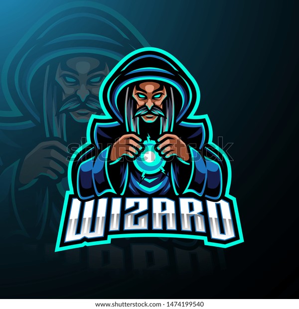 Wizard Esport Mascot Logo Design: เวกเตอร์สต็อก (ปลอดค่าลิขสิทธิ์ ...