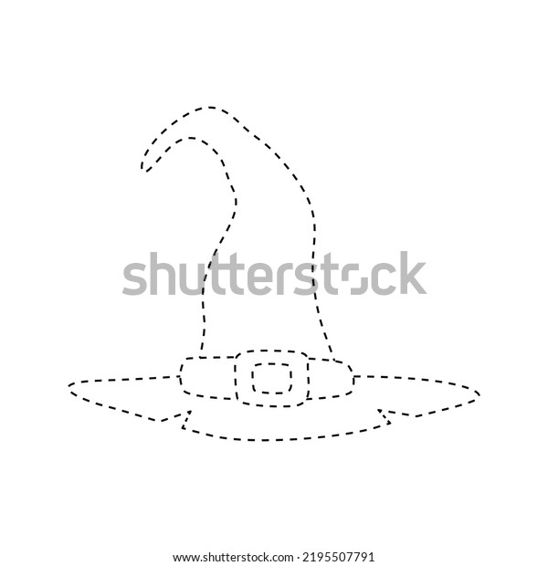 Wizard Hat Tracing Worksheet Kids Stock Vector (Royalty Free ...