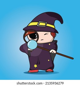 Wizard Looking Into Crystal Ball Stock Vector (Royalty Free) 2135936279 ...
