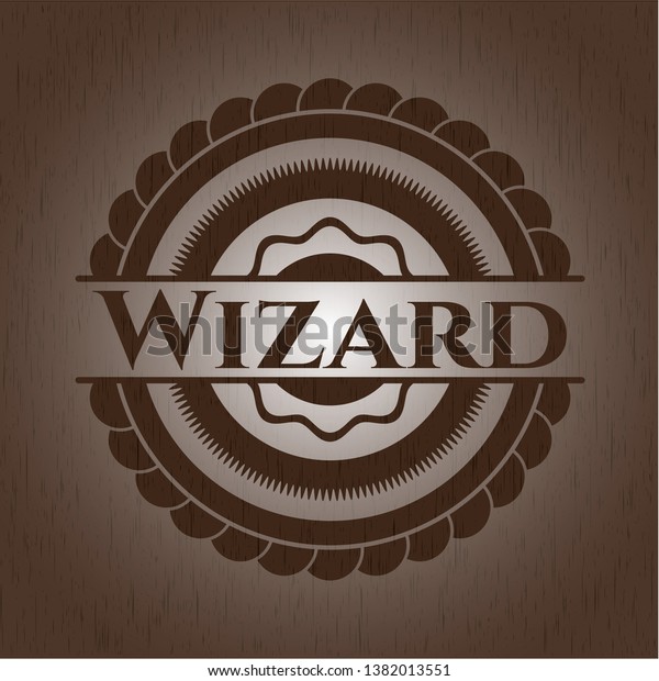 Wizard Realistic Wooden Emblem Vector Illustration Stock Vector ...