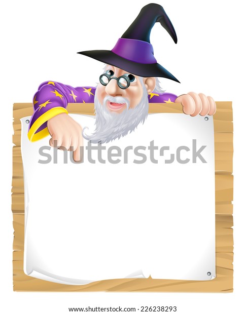 Wizard Sign Illustration Cartoon Wizard Character Stock Vector (Royalty ...
