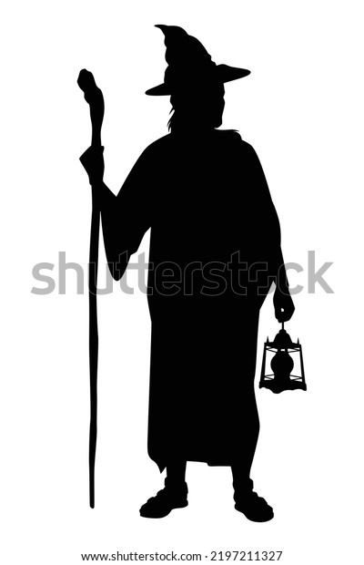 Wizard Silhouette Vector On White Background Stock Vector (Royalty Free ...