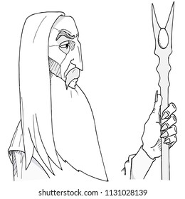 Vektor Stok Wizard Stick Hand Drawn Vector Illustration (Tanpa Royalti ...