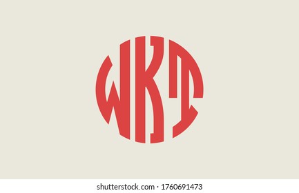 Wkt Circle Emblem Abstract Monogram Letter Stock Vector (Royalty Free ...