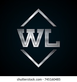 Wl Monogram Metal Logo Silver Logo Stock Vector (Royalty Free ...