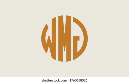 Wmj Circle Emblem Abstract Monogram Letter Stock Vector (Royalty Free ...
