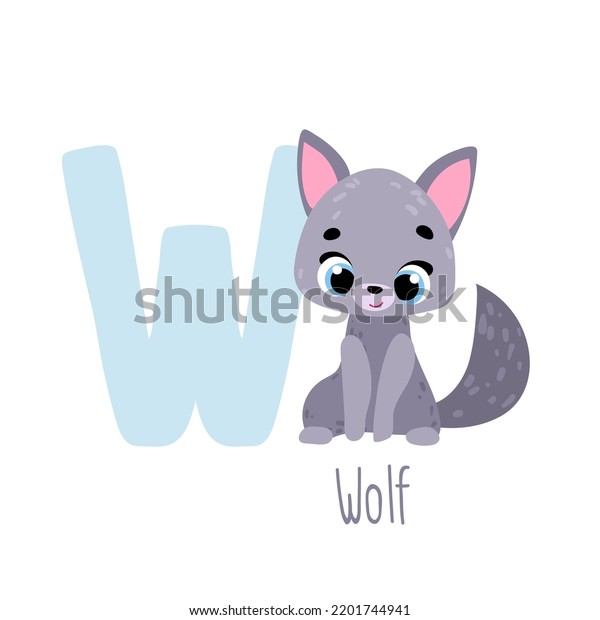 Wolf Animal Abc Alphabet Cute Vector Stock Vector (Royalty Free ...