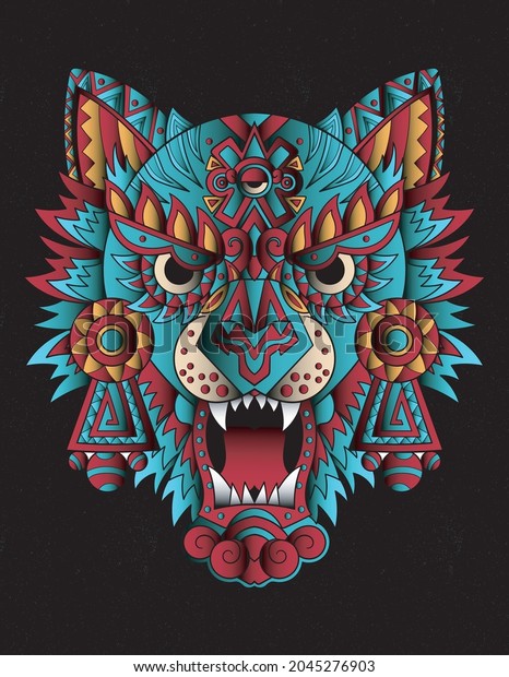 wolf aztec perro mexico prehispánico: vector de stock (libre de ...